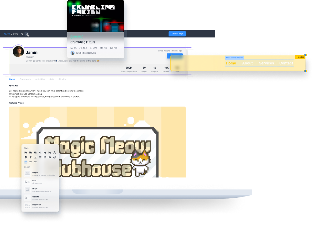 Sign in/up Cocrea to get started / Cocrea, publish a Scratch game with Gandi IDE